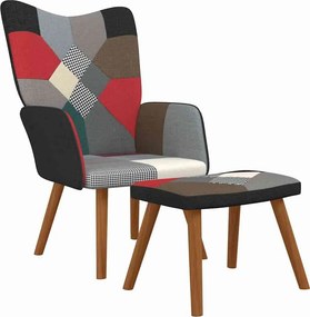 vidaXL Relaxační křeslo se stoličkou patchwork textil [328196] Barva: Černá