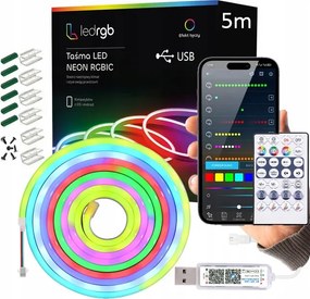 Led Pásek 5M Usb Neon 5050 Rgb IC Bluetooth Aplikace Dálkový Ovladač Duha 5V IP65