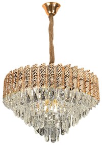 Toolight Toolight, křišťálové stropní svítidlo 50cm, 7xE14, G054-CP, zlatá, OSW-08948