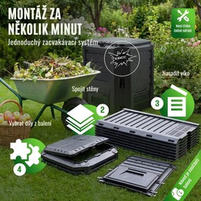 Zahradní kompostér COMPOGREEN, 800l, černá Prosperplast