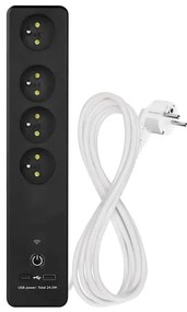 EMOS Chytrý prodluž. kabel s vypínačem GoSmart 4Z + 1xUSB-A + 1xUSB-C 2 m Wi-Fi Tuya P1412SM