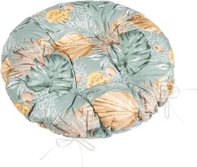Bellatex Sedák Adéla prošívaný kulatý průměr 40 cm Monstera Šedá,Žlutá,Béžová