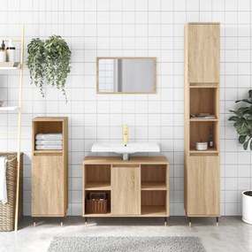 vidaXL 3dílný set koupelnového nábytku kompozitní dřevo [3190292] Barva: šedá sonoma