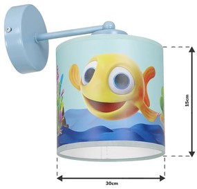 Dětské nástěnné svítidlo Fish, 1x plastové stínítko se vzorem, bl