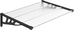Vchodová stříška černá a průhledná 122 x 90 cm polykarbonát 153683