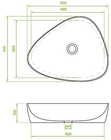 Laveo Laveo, asymetrické umyvadlo na desku 505x410x120 mm, bílá lesklá, LAV-VUA_6251