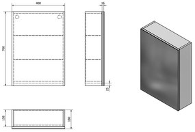 Aqualine VEGA galerka, 40x70x18cm, bílá - VG040