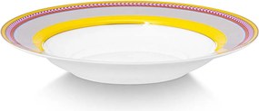 Pip Studio Pip Chique Stripes hluboký talíř ∅23,5 cm, žlutý (Porcelánový talíř Ø 23,5 cm)