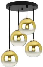 Závěsné svítidlo Bergen Gold, 4x zlaté/transparentní skleněné stínítko (fi 15cm), o