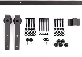 HOMCOM 200 cm Skleněná Dveřní Hardware Sada pro Dřevěné Dveře s Kolejnicemi a Šrouby, Max Zatížení 90 kg, Uhlíková Ocel Hnědá | Aosom
