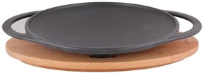 Litinová pánev wok 28 cm s dřevěným podstavcem
