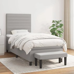 Box spring postel s matrací světle šedá 80 x 200 cm textil 3136629