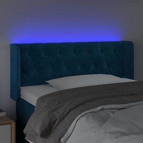Čelo postele s LED tmavě modré 103 x 16 x 78/88 cm samet 3123618
