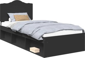 Rám postele s čelo Černá 90 x 190 cm Masivní borové dřevo 3413363
