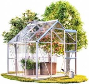Jurhan Zahradní skleník z polykarbonátu, 190x190x195cm se základnou