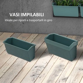 Outsunny Vertikální Zahradní Truhlík se 3 Úrovněmi, 6 Plastových Květináčů s Odtokovými Otvory, Zavěšené Truhlíky na Květy a Bylinky, 52x14x66 cm, Tm…