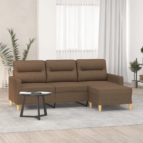 3místná pohovka s podnožkou hnědá 180 cm textil 3201076
