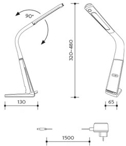LED Stmívatelná stolní lampa s bezdrátovým nabíjením LORD EVO LED/8W/230V bílá