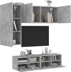 vidaXL 4dílná obývací stěna kompozitní dřevo [3216538] Barva: Černá