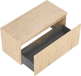 Mexen Rivel, koupelnová skříňka 100 cm s horní částí, 1 zásuvka, drážkovaná, dub, 91A20-10047-1-BFC81
