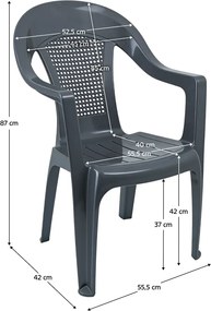 Kondela Zahradní stohovatelné křeslo, antracit, MEDRO