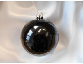 Vánoční koule 10 cm - porcelán SET/4ks - černá lesklá