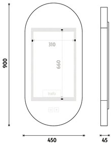 Nimco Bílé LED zrcadlo 450x900 se dvěma dotykovými senzory - ZPB 32003LVX-05