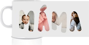 Personalizovaný klasický bílý keramický hrníček 300 ml - Máma/táta/babi/děda z fotek
