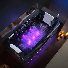 Terra Hydromasážní vířivá vana Iris 933C 170x84 s ohřevem vody, černý mramor