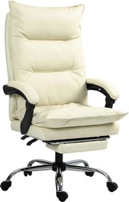 Vinsetto ergonomické kancelářské křeslo, náklon 155° s vysouvací opěrkou nohou, snadno čistitelná PU koženka, polstrované opěrky, otáčecí a výškově n…