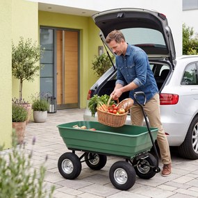Costway Zahradní vozík s funkcí naklápění do 410 kg Ruční vozík s objemem 125 L