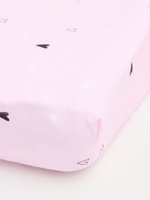 Sinsay - Napínací prostěradlo se srdíčky - pastelová růžová