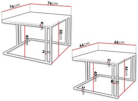 Set 2x konferenční stolek PTYSIA - černý / dub kraft zlatý