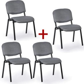 Konferenční židle VIVA PLUS 3+1 ZDARMA - černé nohy, šedá