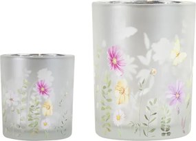 Barevný skleněný svícen Wild Flowers Butterfly M - Ø 10*12,5cm