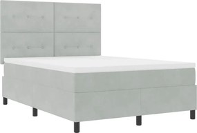Postel s boxspringem s čelo Světle šedá 140 x 190 cm samet 3339830