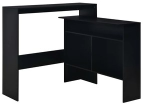 vidaXL Barový stůl se 2 stolními deskami černý 130 x 40 x 120 cm