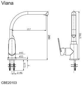 Mereo Dřezová stojánková baterie, Viana, s ramínkem nad pákou, výška 306 mm, chrom