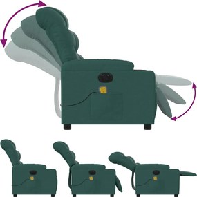 Elektrické masážní polohovací křeslo tmavě zelené textil 3206642