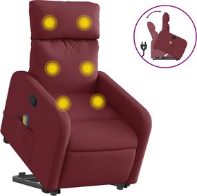 Zvedací masážní polohovací křeslo vínové textil 3206711