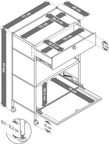 Tchibo - Kovová komoda »Cn3« s 1 zásuvkou a 1 výklopnými dvířky - barva: černá