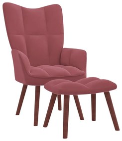 328066 vidaXL Relaxační křeslo se stoličkou růžové samet