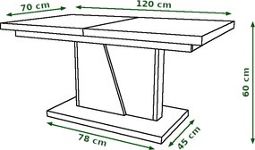 Mazzoni NOIR dub craft bílý/šedá rozkládací, konferenční stůl, stolek
