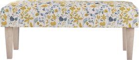Dlouhá lavička 100x40cm barva žlutá látka pletený vzor, vzorované