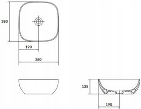Cersanit Larga, umyvadlo na desku 38x38x13,5 cm, béžová matná, K677-057