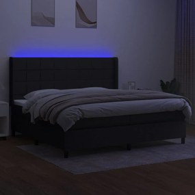 Box spring postel s matrací a LED černá 200x200 cm textil 3138343