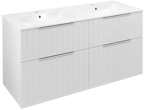 Sapho Sapho, CIRASA umyvadlová skříňka s dvojitým umyvadlem 121x66x46cm, bílá matná strip, CR121-3131S-21