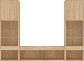 5dílná obývací stěna s LED dub sonoma kompozitní dřevo 3216692
