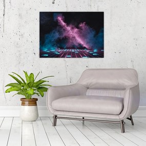 Skleněný obraz - Růžovo-modrý kouř (70x50 cm)