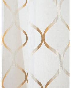 Room99 Záclona na kroužcích Carrie Vzorovaná Bílá Barva: Bílá/Zlatá, Velikost: 140 x 280 cm